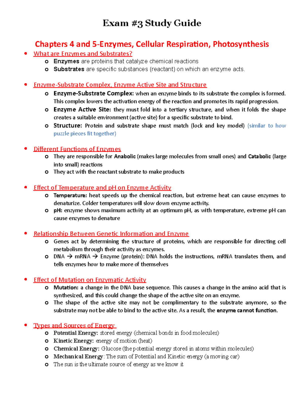 Exam 3 study guide copy - Lecture notes 4, 5, 15, 20, 11, - Exam #3 ...
