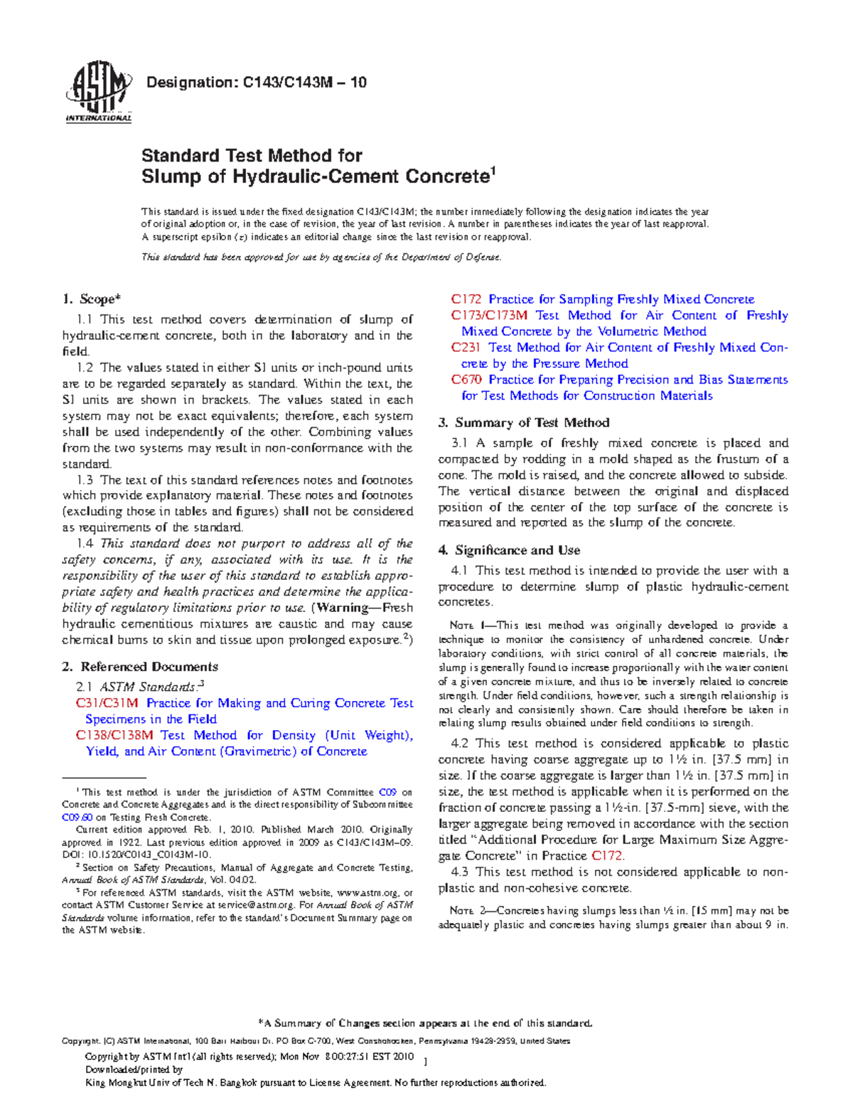 ASTM C143-10 Revenimiento - Designation: C143/C143M – 10 Standard Test ...