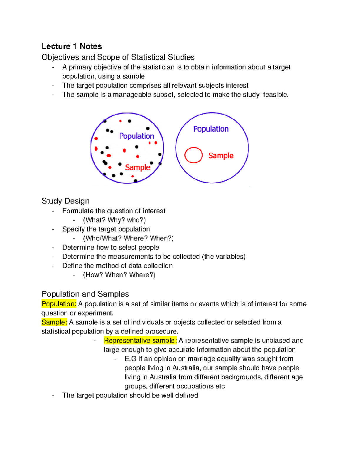 Business Statistics Lecture Notes Lecture 1 Notes Objectives And