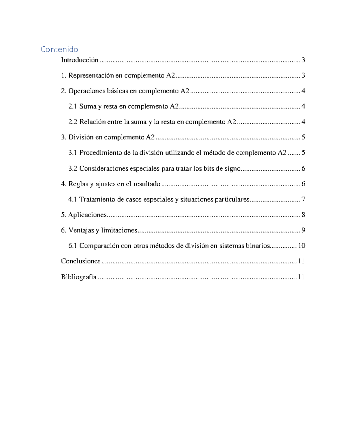 Monografia División en complemento A2 - Contenido Introducción Representación en complemento A2 ...