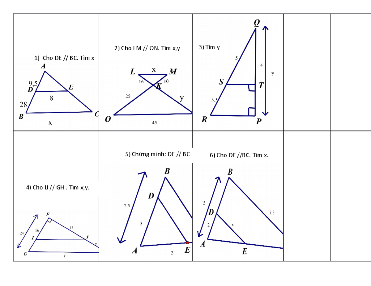Bai tap ve dinh ly Talet lop 8 - ielts intermediate 2 - Cho DE // BC ...