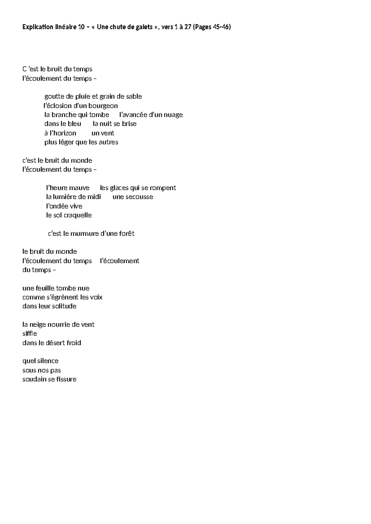 Texte EXP LIN 10 Dorion Une chute de galets - Explication linéaire 10 ...