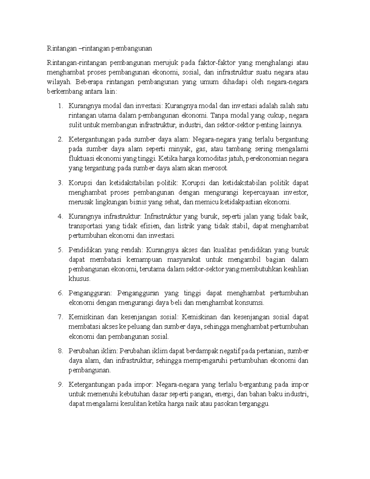 Rintangan –rintangan pembangunan - Rintangan –rintangan pembangunan ...