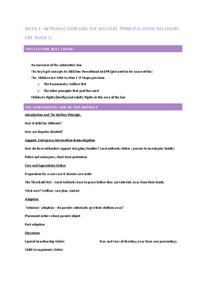 Lecture 1 - Welfare Principle - Introduction Table of Contents - Studocu