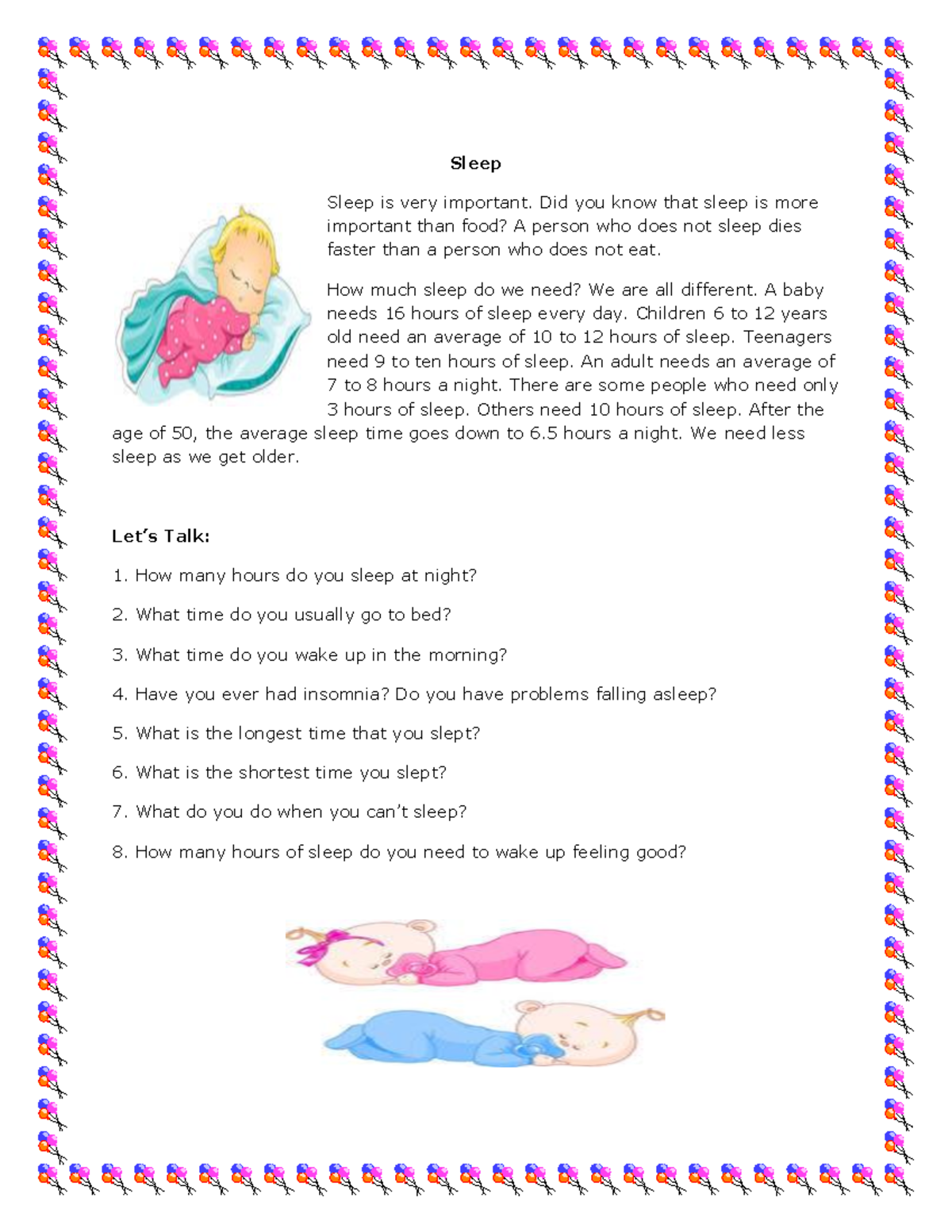 Lesson 2- Sleep - EFL - Sleep Sleep is very important. Did you know ...