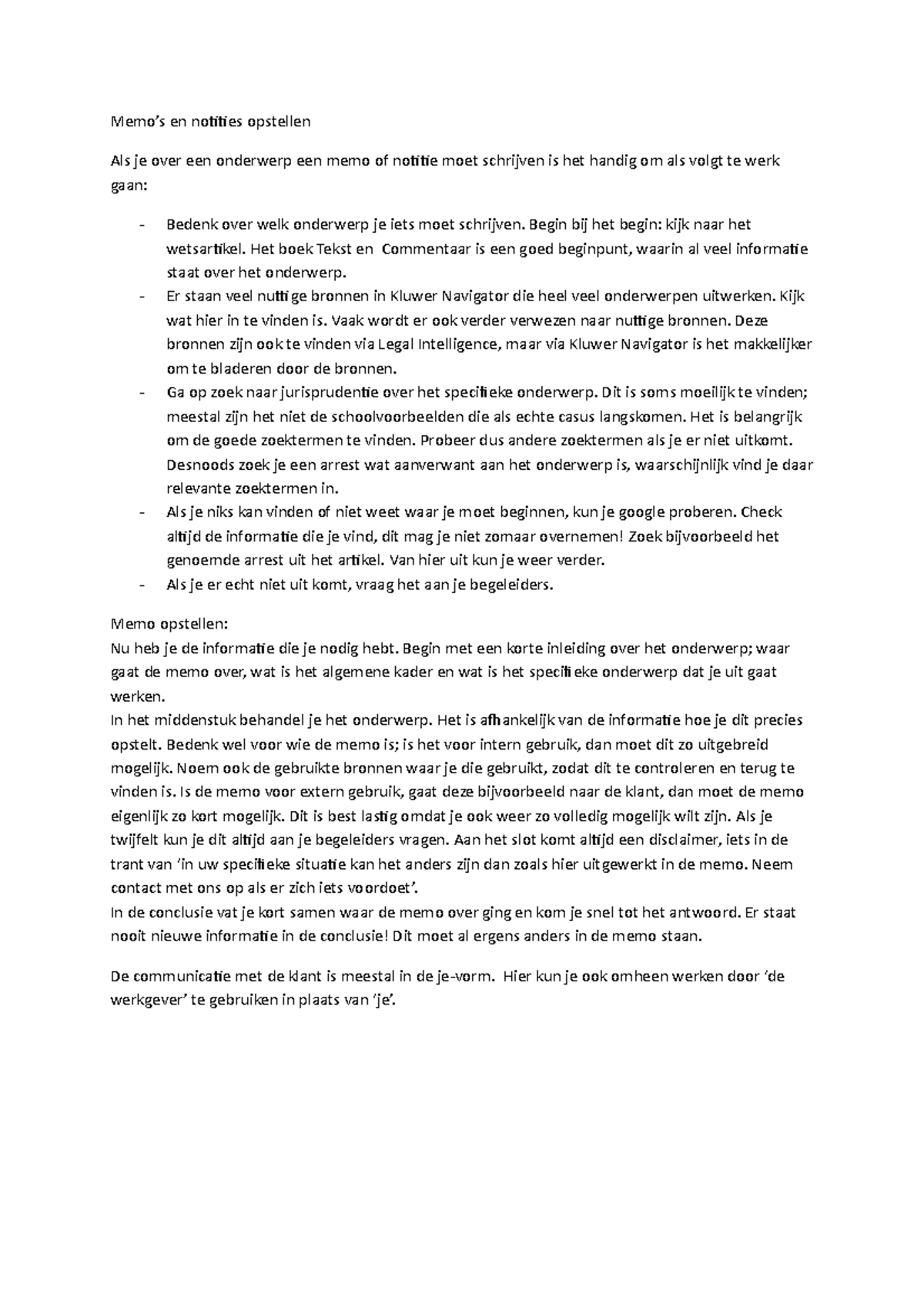 Memo's en Notities Opstellen | Praktisch ICT-recht - en notities ...
