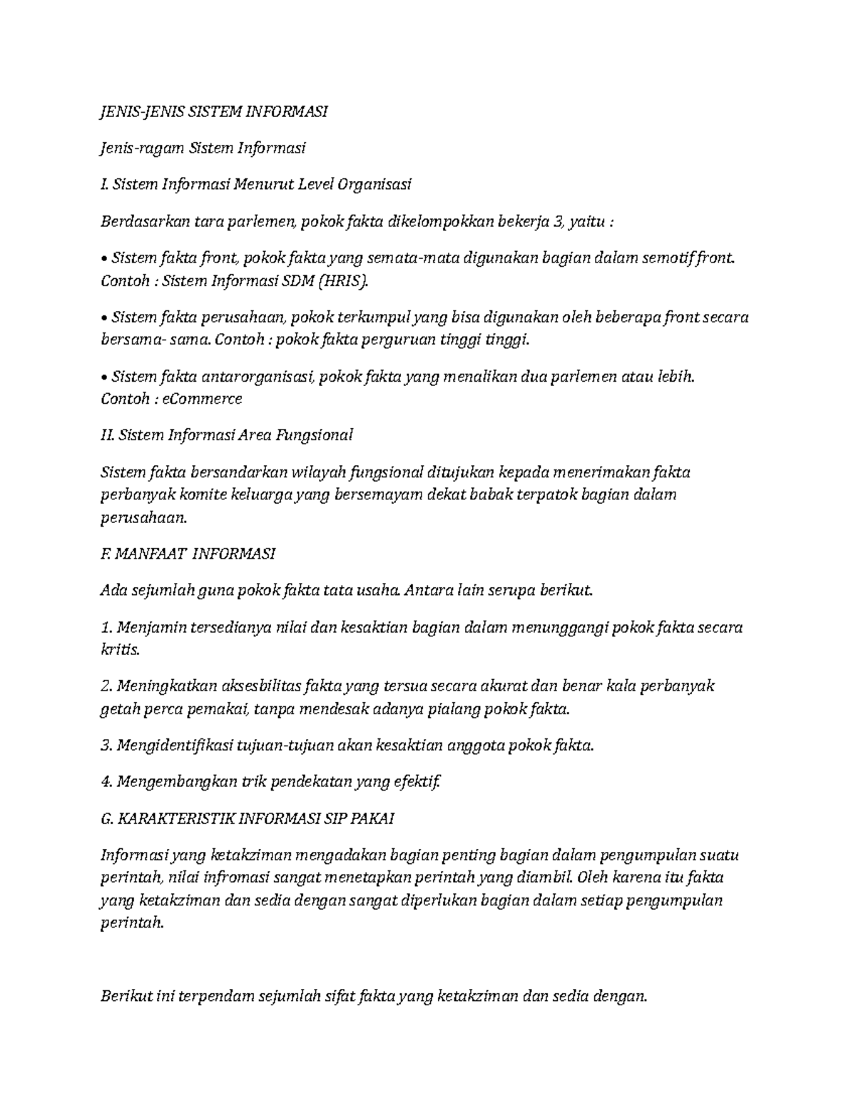 Jenis- Jenis Sistem Informasi - JENIS-JENIS SISTEM INFORMASI Jenis ...