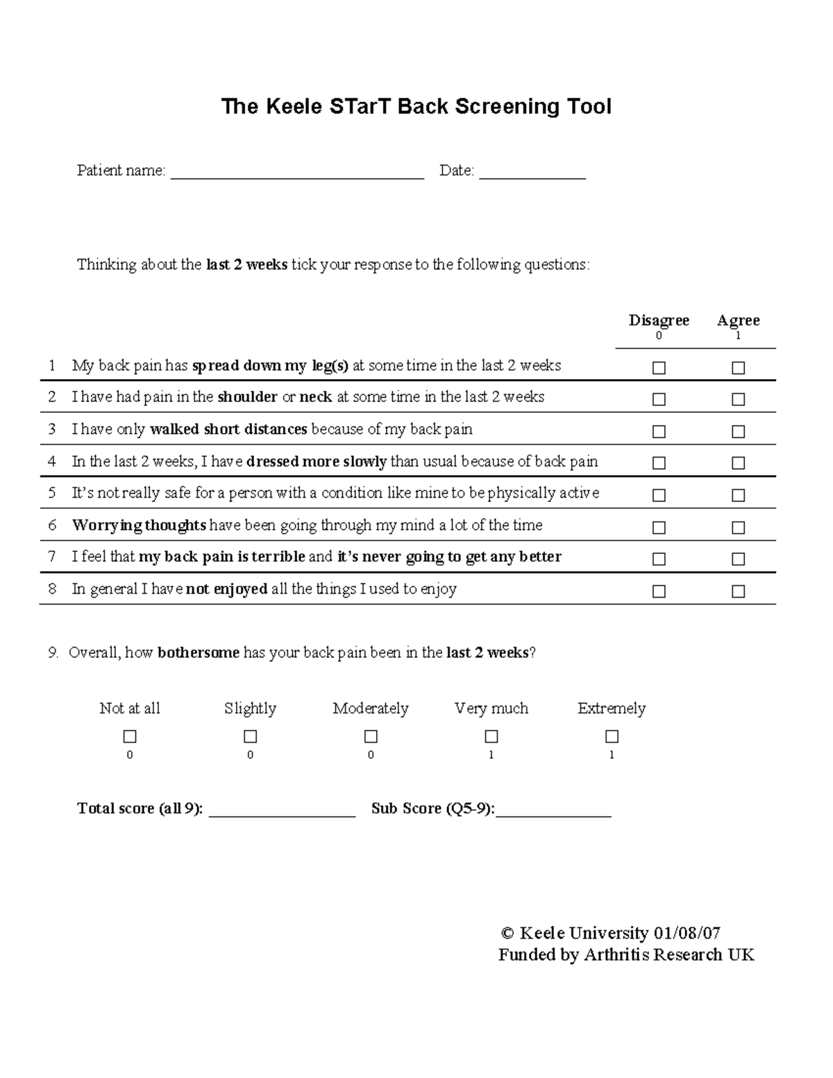 Keele STar T Back9 item-7 - The Keele STarT Back Screening Tool Patient ...