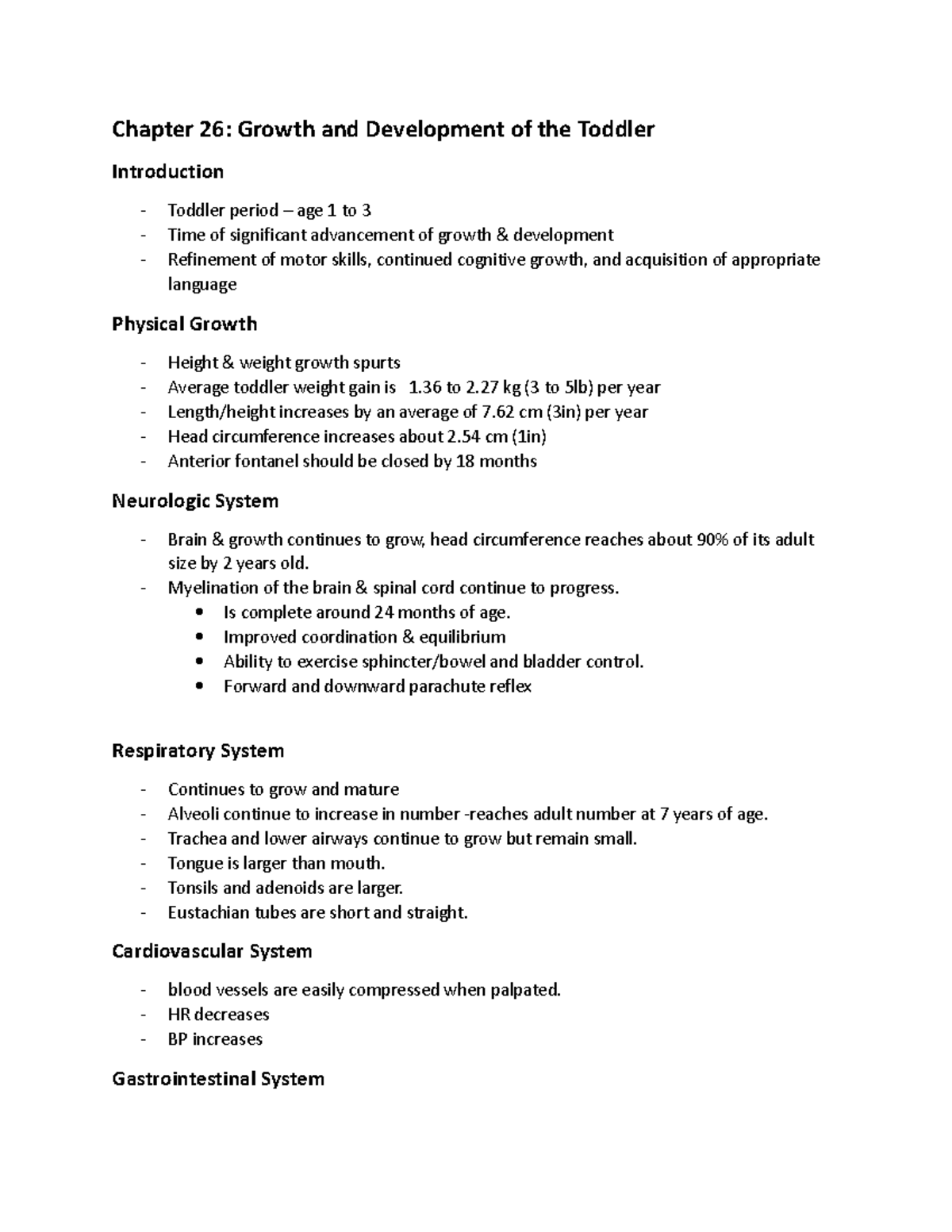 Peds Ch26 copy - Peds chapter 26 - Chapter 26: Growth and Development ...