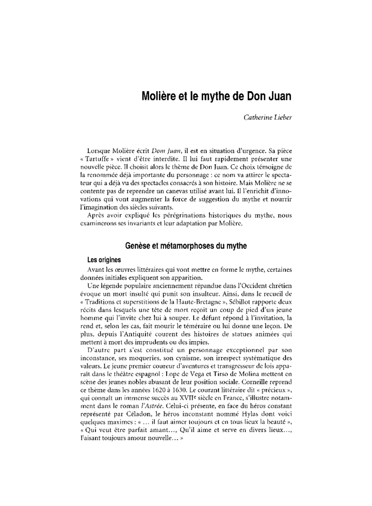 Domjuanfb - Molière et le mythe de Don Juan - Histoire des idées et de l’art - Studocu