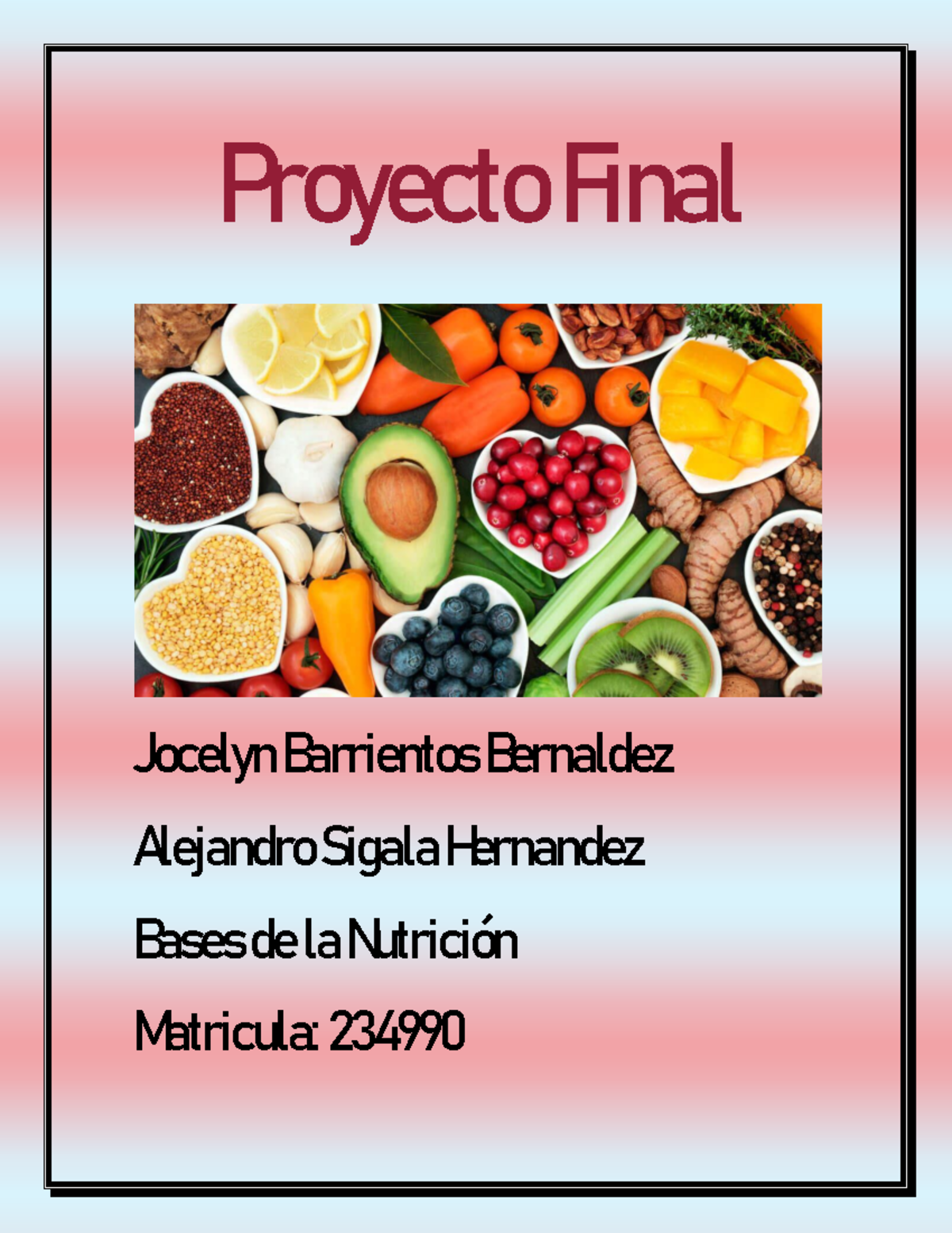 Proyecto DE Bases DE LA Nutricion - Proyecto Final Jocelyn Barrientos ...