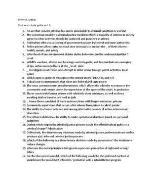 Criminal justice midterm study guide part 2 - Criminal justice: Midterm ...