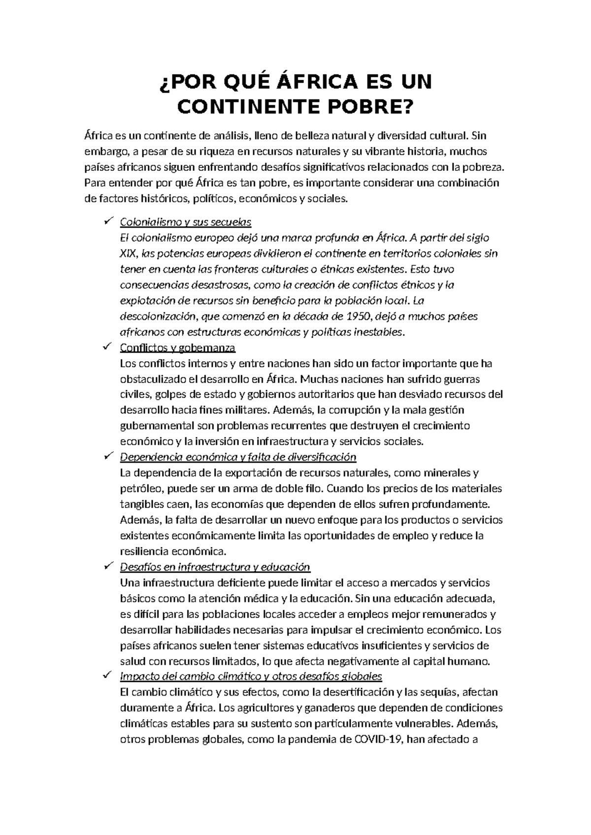 POR QUÉ África ES UN Continente Pobre - ¿POR QUÉ ÁFRICA ES UN ...