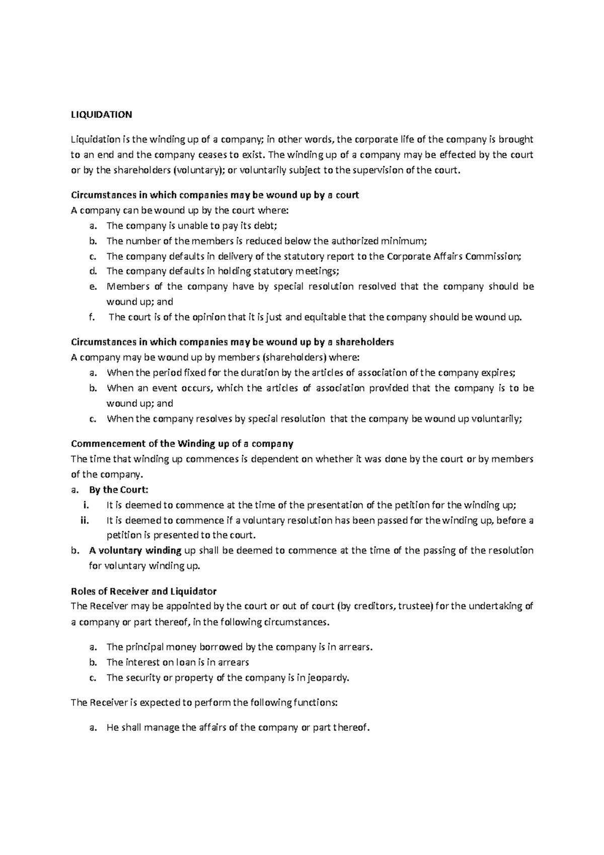 Accounting for Liquidation - Studocu