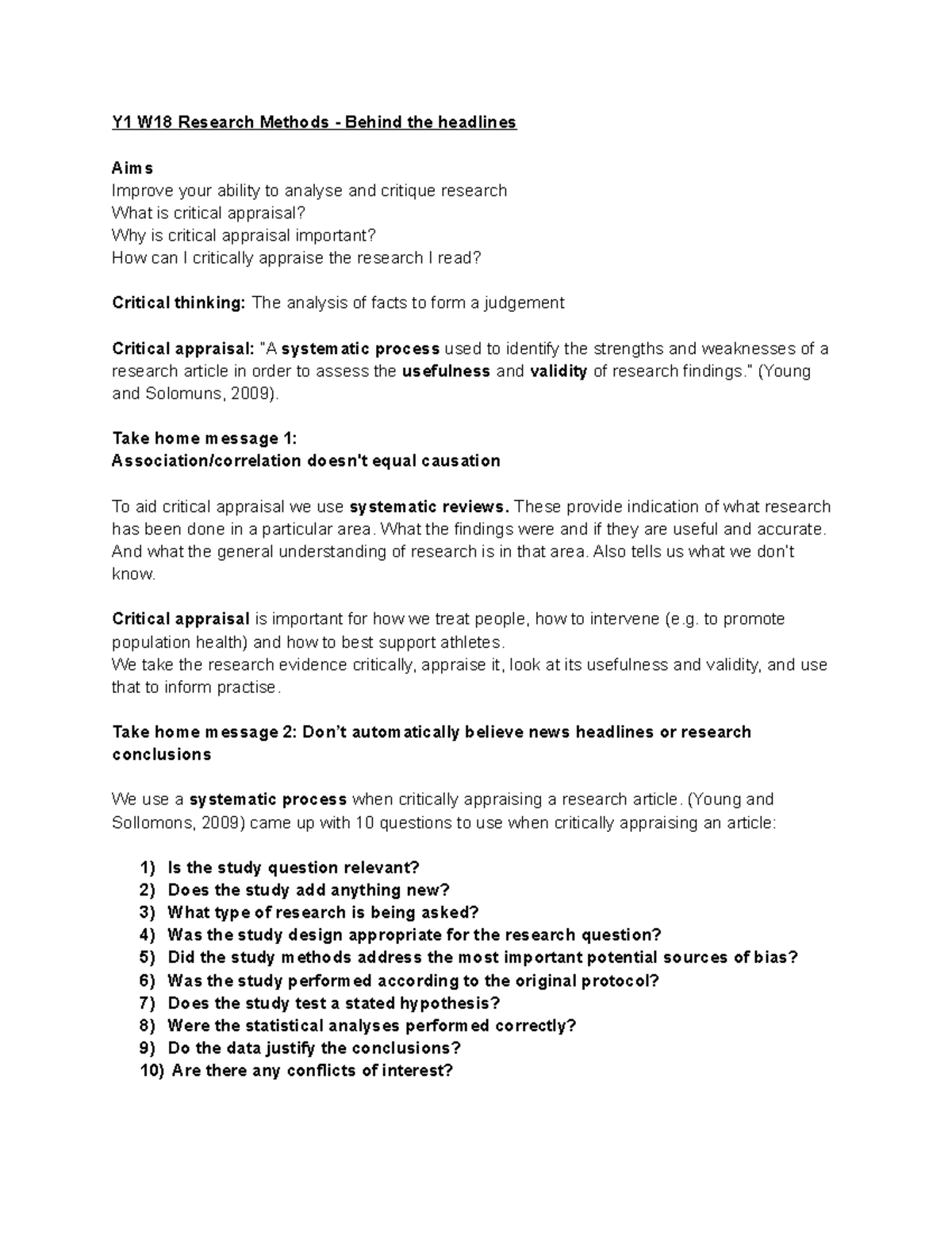 Y1 W18 Research Methods - Behind the headlines - Y1 W18 Research ...