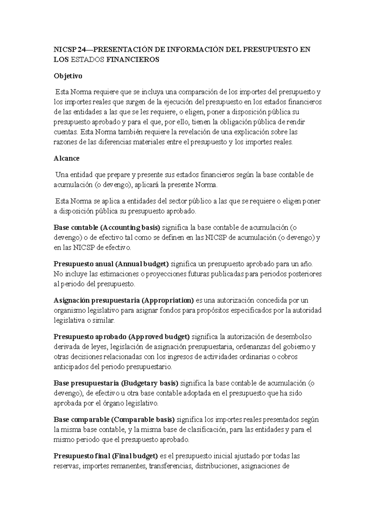 Nicsp 24 y 35 resumida - excelente informe para trabajar - NICSP 24 ...