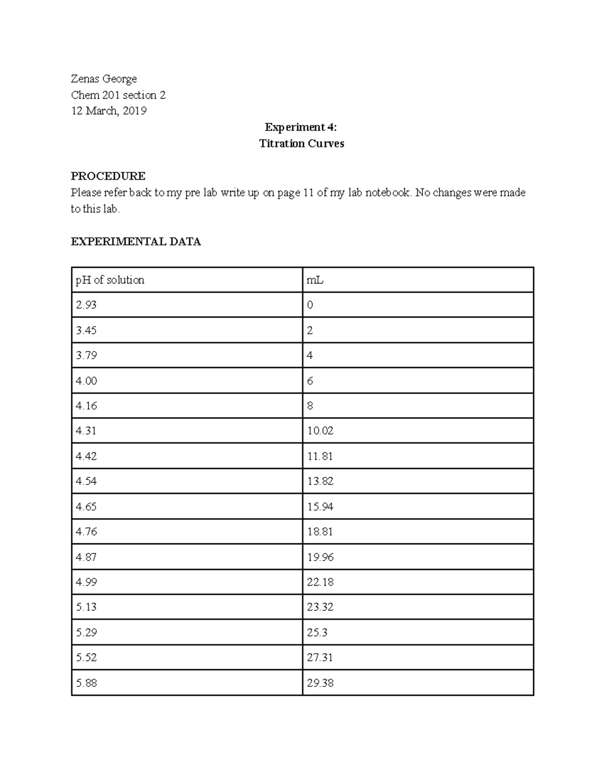 Chem 201 lab report 4 - Google Docs - Chem 201 - Zenas George Chem 201 ...