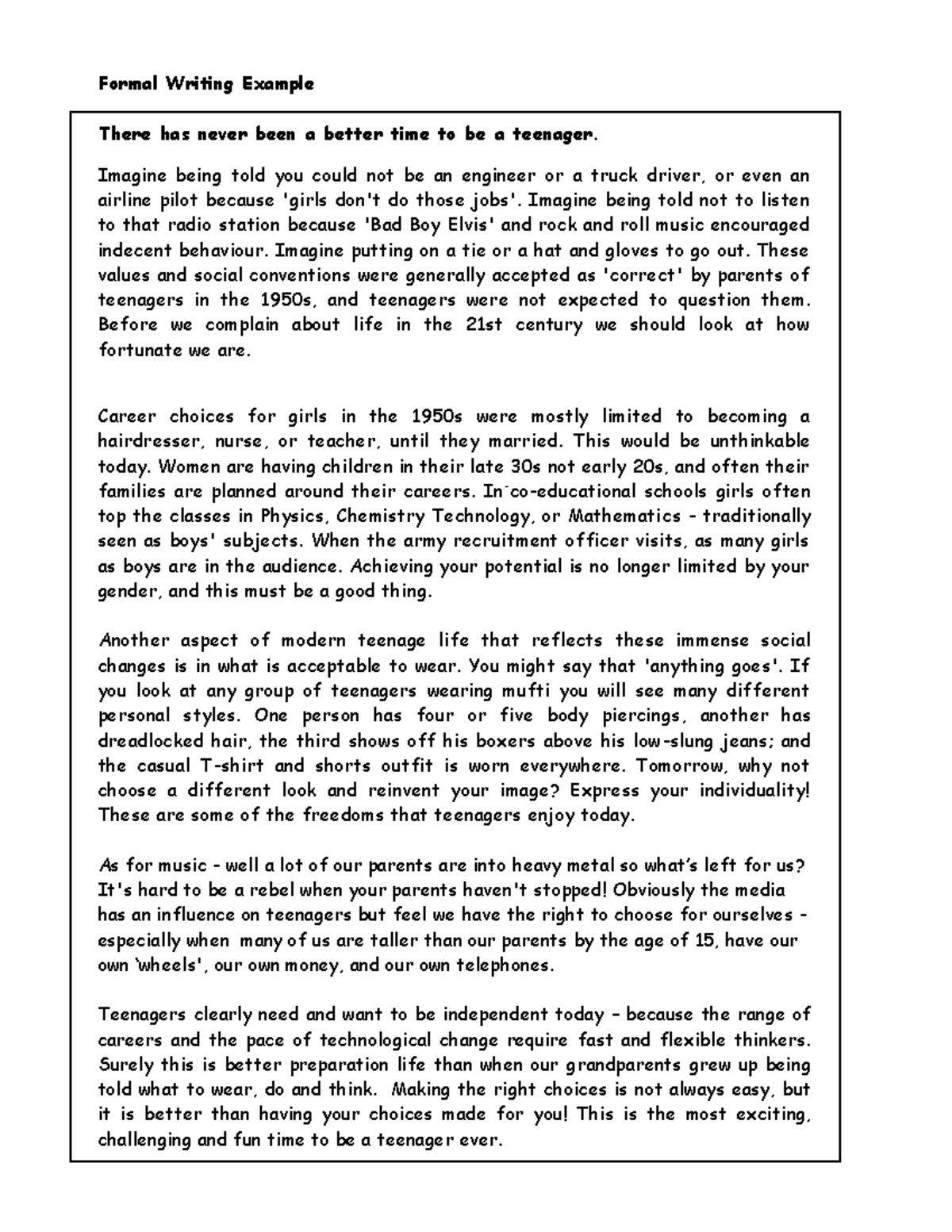 Formal Essay Example - reflection - Formal Writing Example There has ...