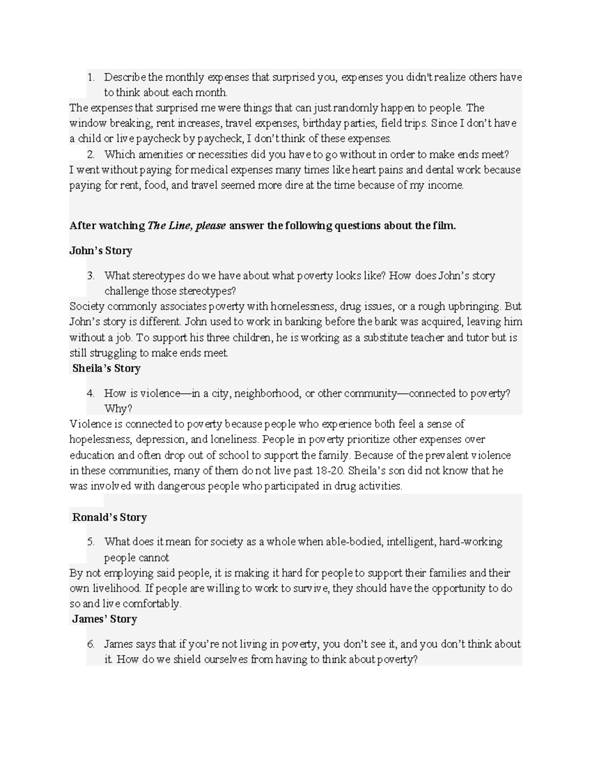 GRQ8 - General Reading Questions - Describe the monthly expenses that ...