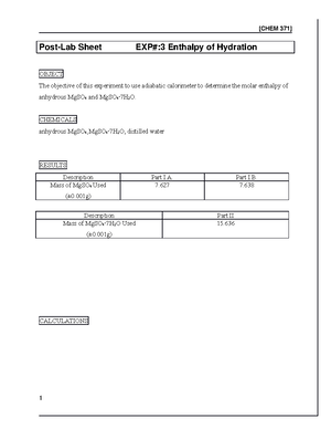 CHEM 371 LAB Midterm - CHEM 371 LAB MIDTERM Name: __________________ ID Number: - Studocu