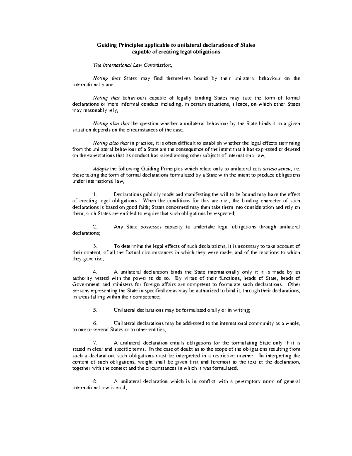 ILC Guiding Principles - Guiding Principles applicable to unilateral ...