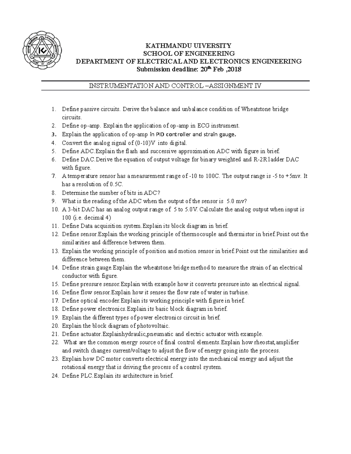 Assignment 4 - KATHMANDU UIVERSITY SCHOOL OF ENGINEERING DEPARTMENT OF ...
