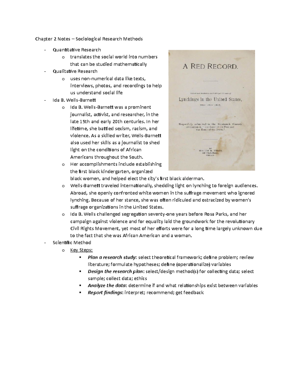 Chapter 2 Notes - Chapter 2 Notes – Sociological Research Methods ...