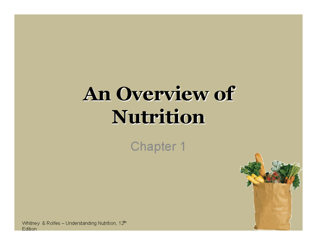 Powerpoint Understanding Nutrition Ch1 - Whitney & Rolfes ...