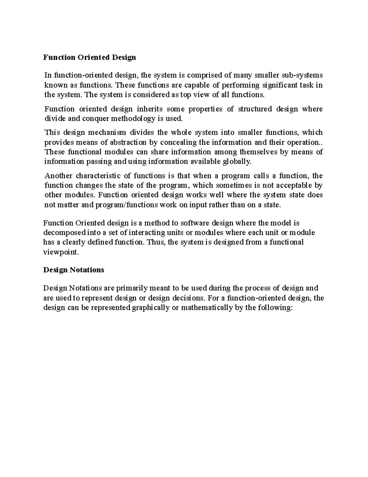 10 - notes of unit 1 - Function Oriented Design In function-oriented ...