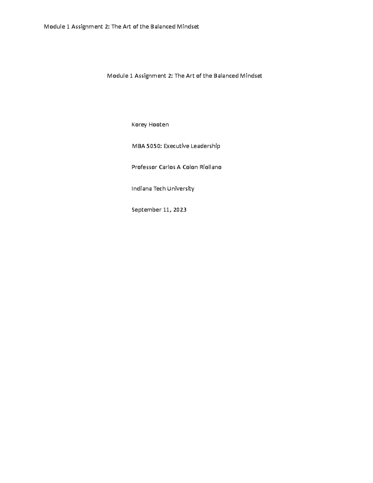 Module 1 Assignment 2 - Module 1 Assignment 2: The Art of the Balanced ...