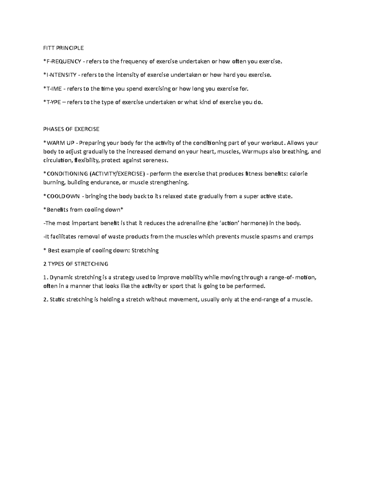 FITT Principle - Lecture notes 1 - FITT PRINCIPLE *F-REQUENCY - refers ...
