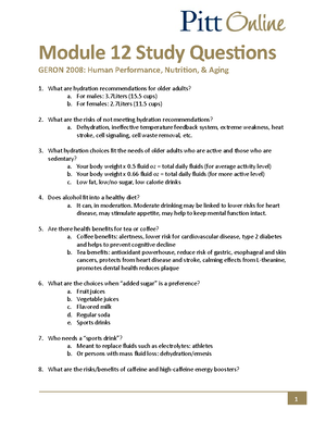 Module 10 Study Questions Answered - 1 Module 10 Study Questions GERON ...