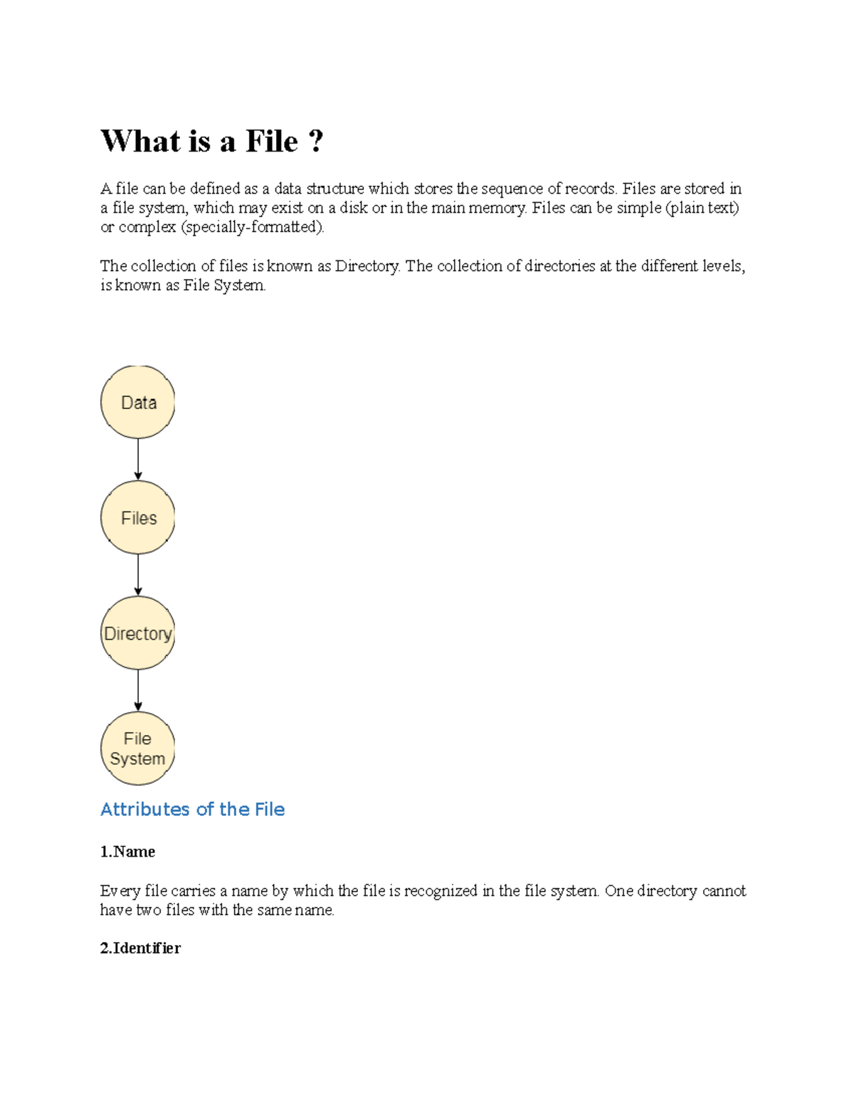What is a File Management - What is a File? A file can be defined as a ...