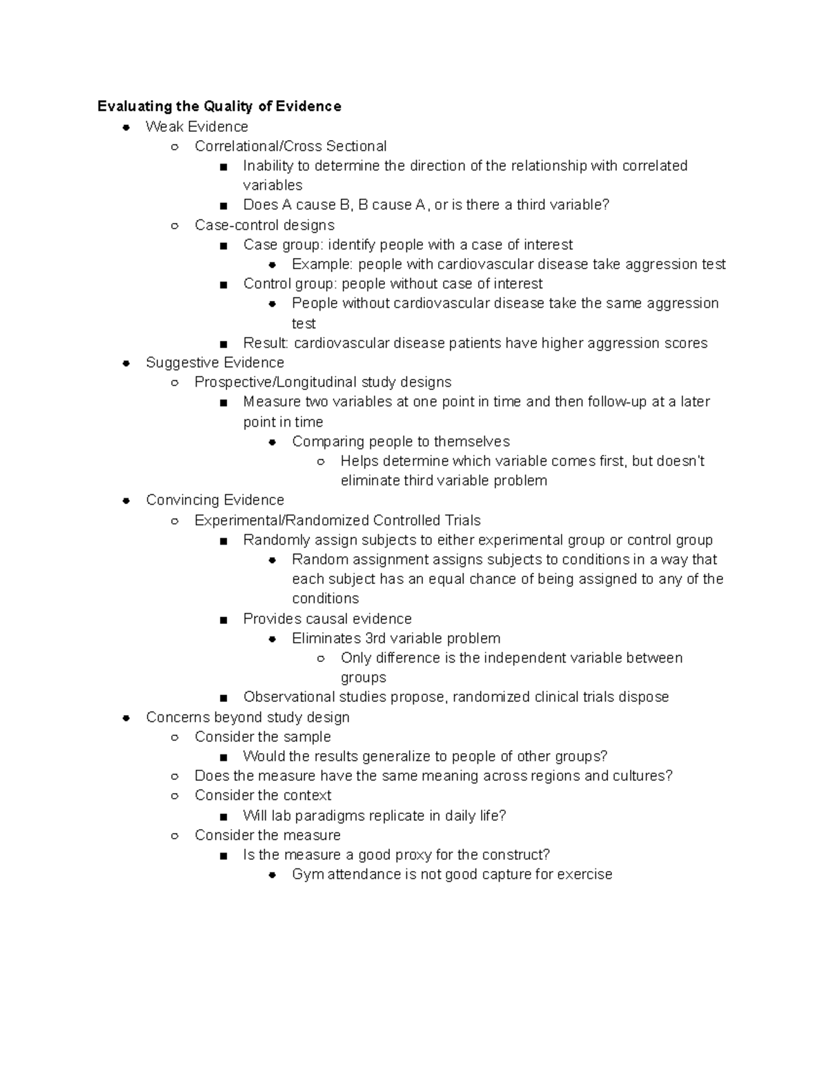 Methodology - Evaluating the Quality of Evidence Weak Evidence ...