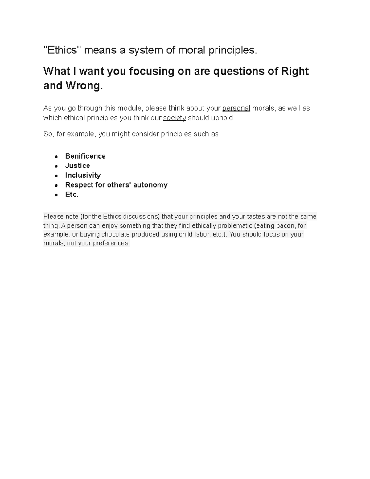 Ant mod 12 - This is mod 12 for Ant 260 about ethics - "Ethics" means a ...