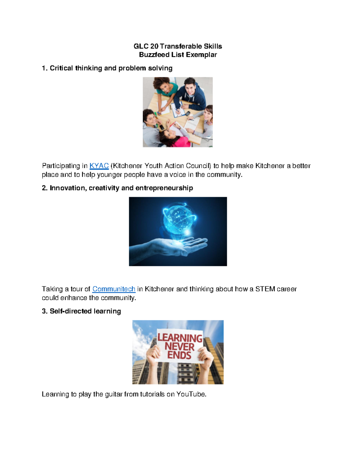 Buzzfeed Transferrable Skills Exemplar - GLC 20 Transferable Skills ...