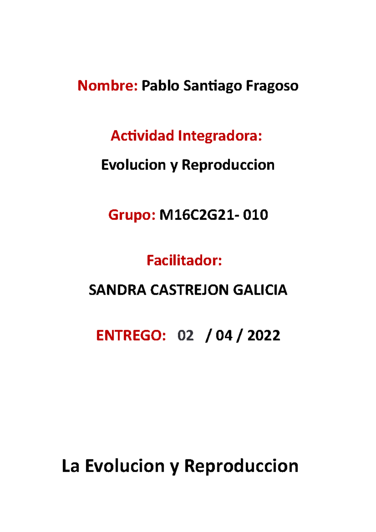 Actividad integradora modulo 16 para prepa en linea sep - Nombre: Pablo ...