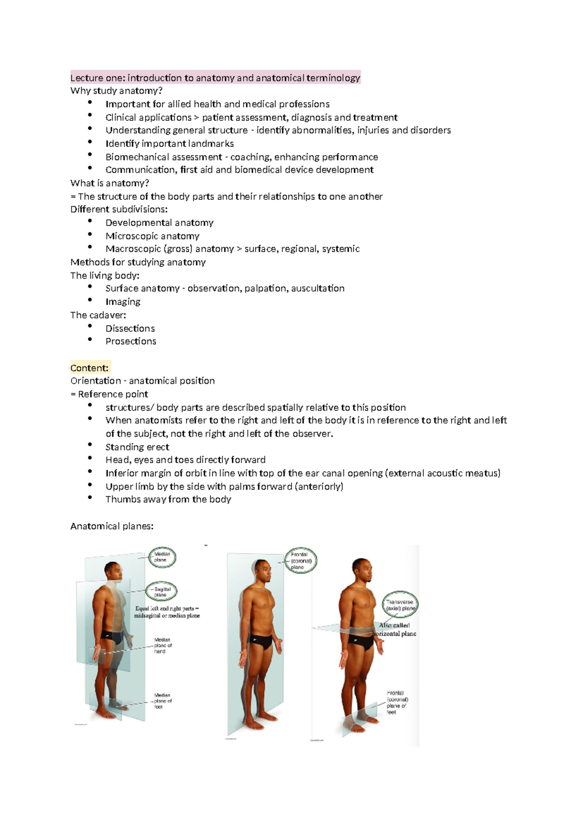 UON MUSCULOSKELETAL ANATOMY FOR PODIATRY 1108 WEEK 1 LECTURE NOTES ...