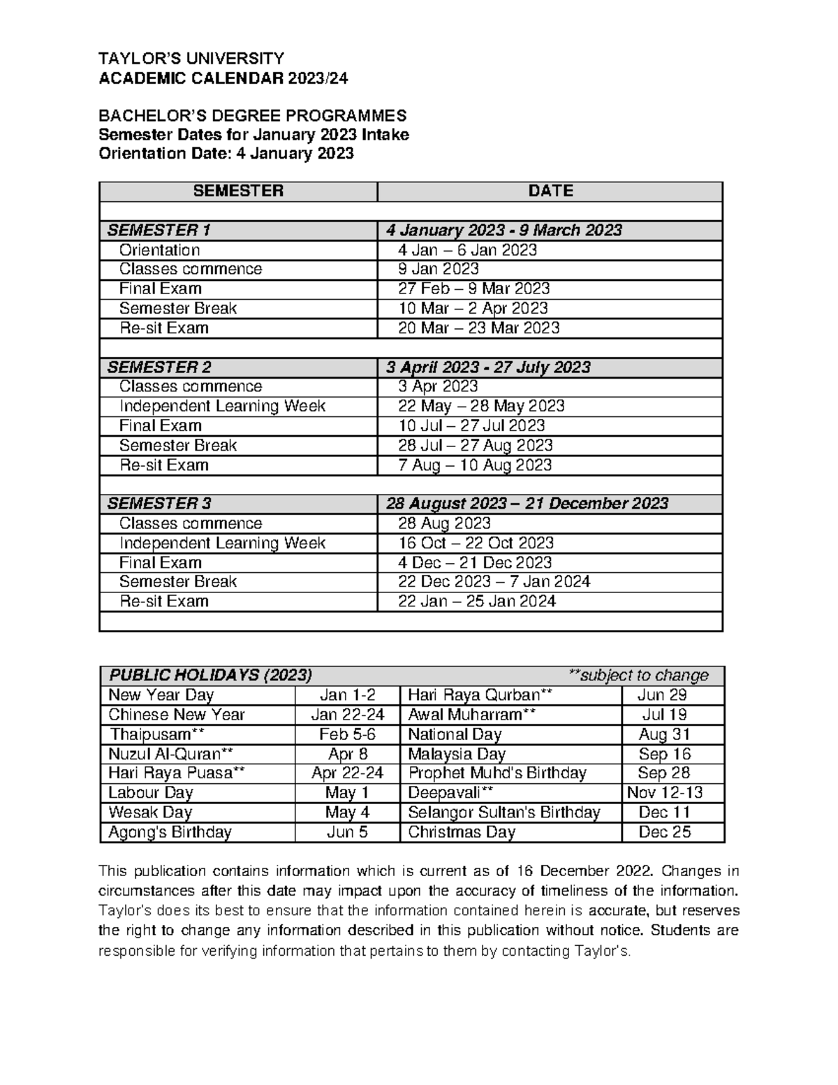 TU Bachelor s Degree Programme Semester Dates Of Jan 2023 Intake