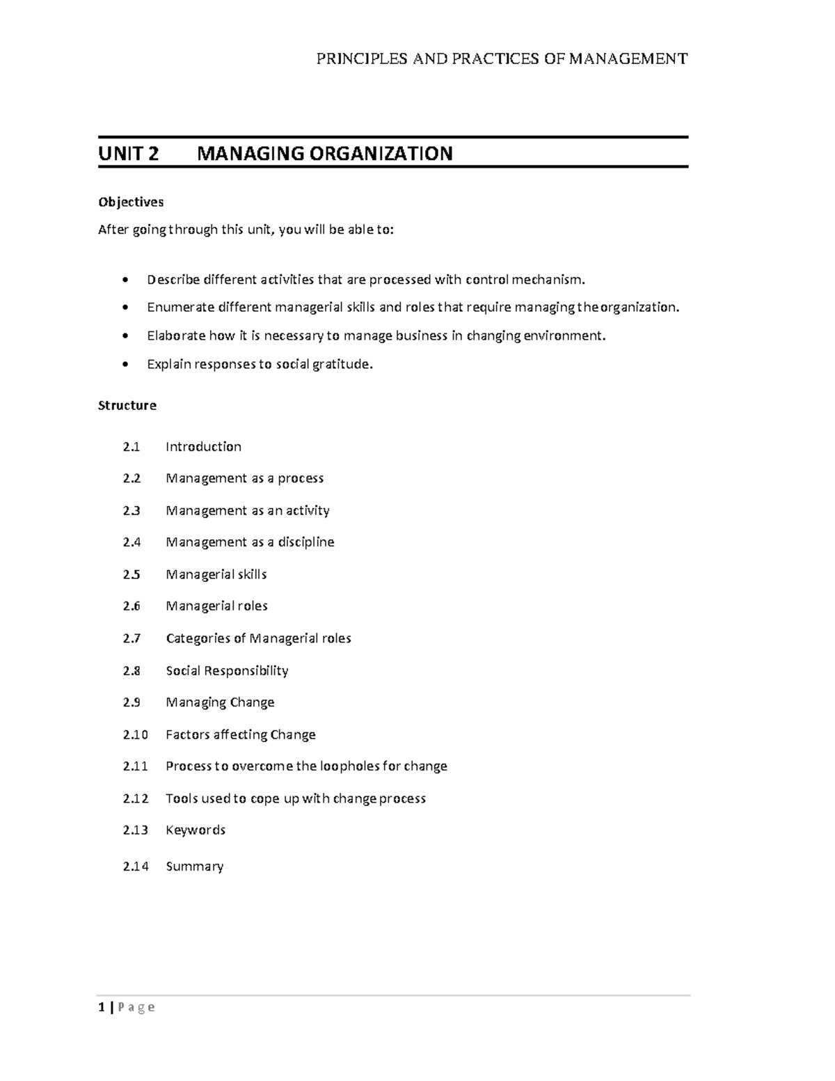 Managing Organization(MBA) - UNIT 2 MANAGING ORGANIZATION Objectives ...