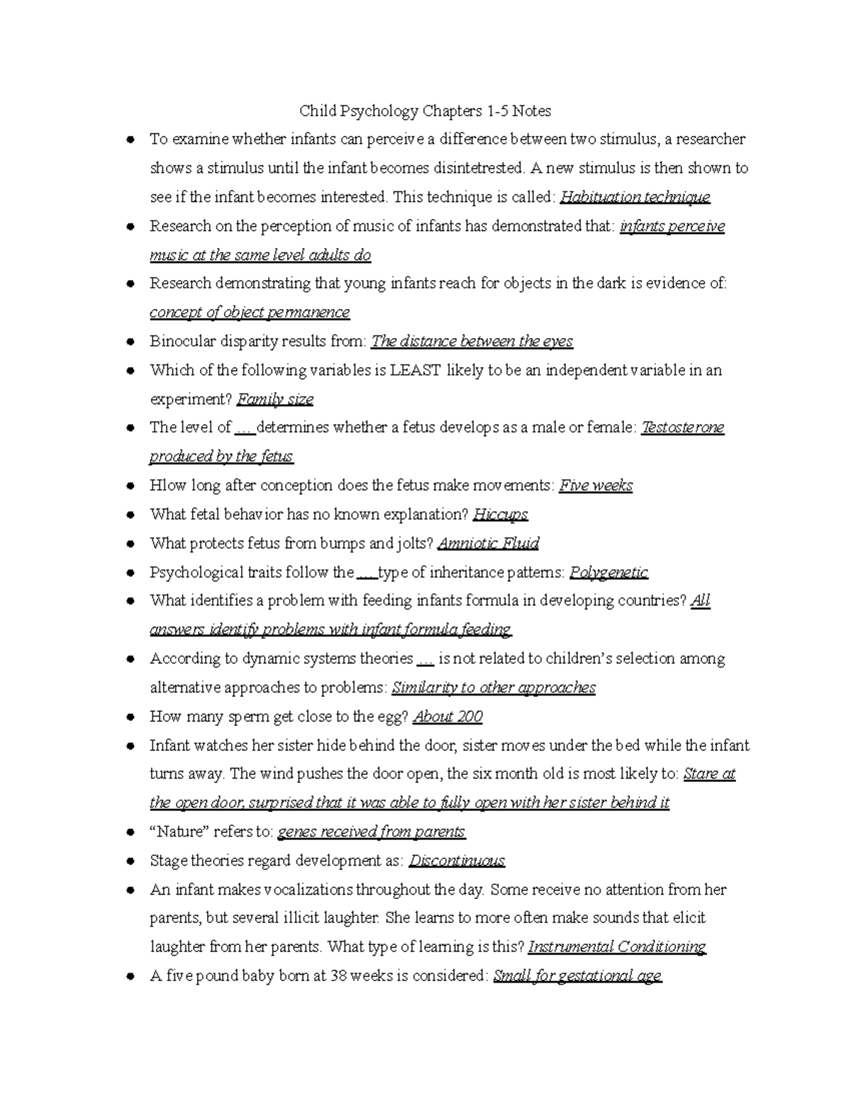 Child psych - The notes I have written on chapters 1-5. - Child ...