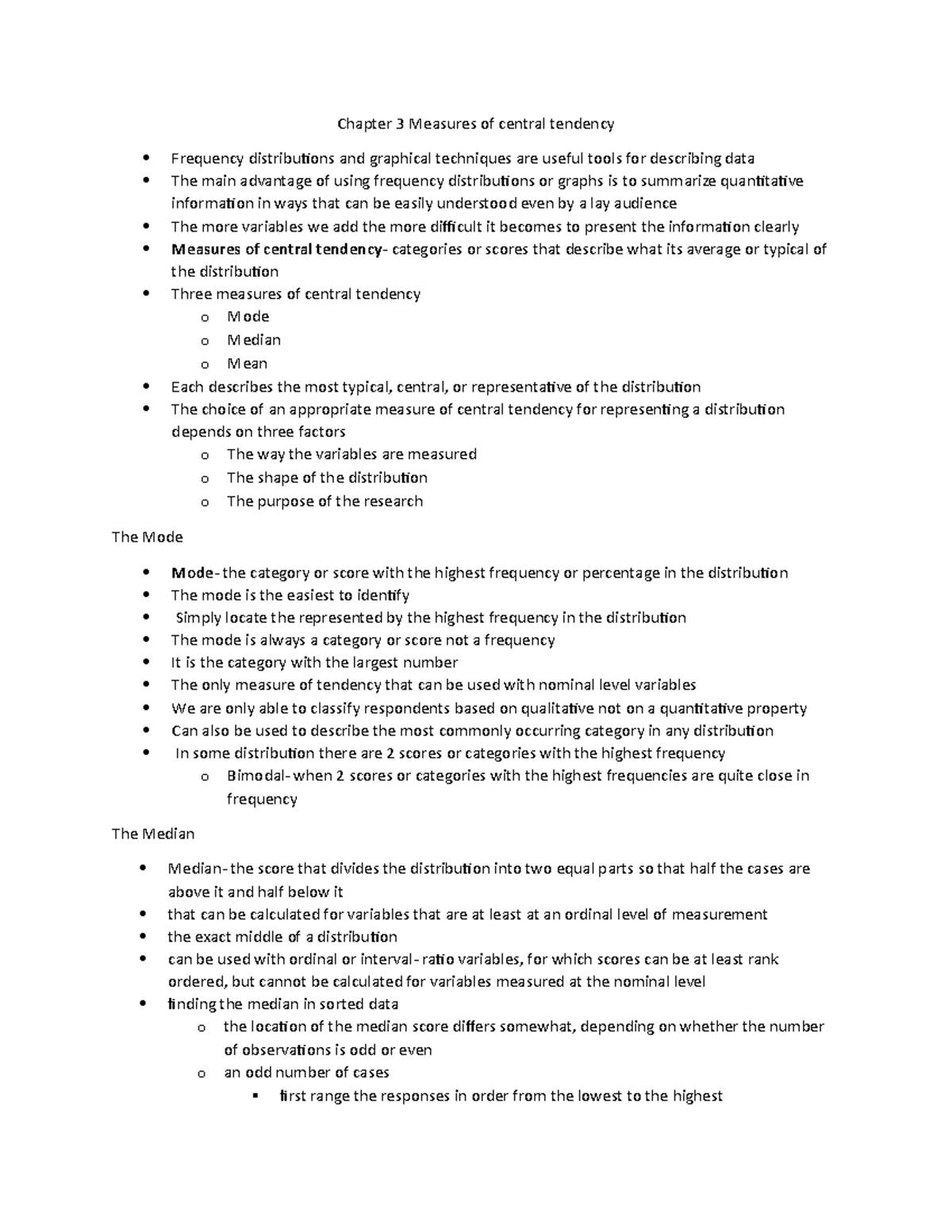 Chapter 3 Measures of central tendency - Chapter 3 Measures of central ...