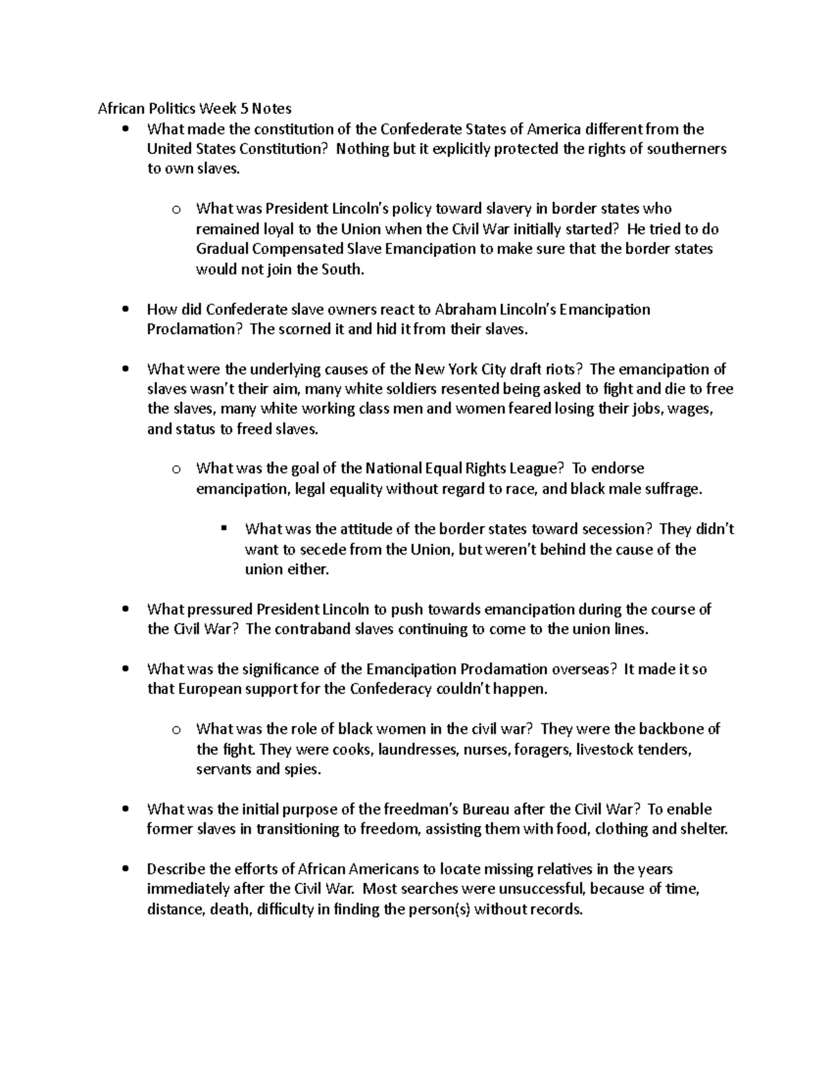 African Politics Week 5 Notes - African Politics Week 5 Notes What made ...