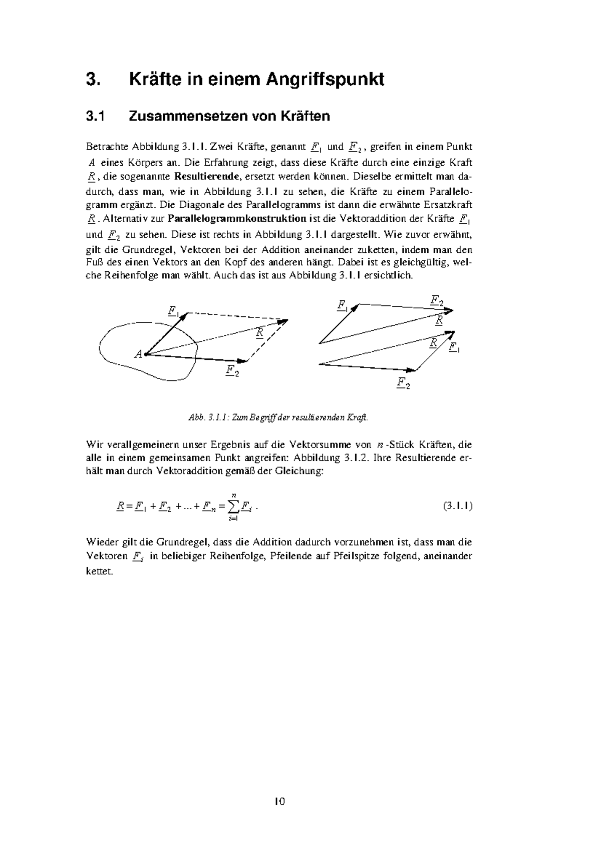 Mech1 3 - Technik Mechanik 1 Popov - 3. Kräfte in einem Angriffspunkt 3 ...