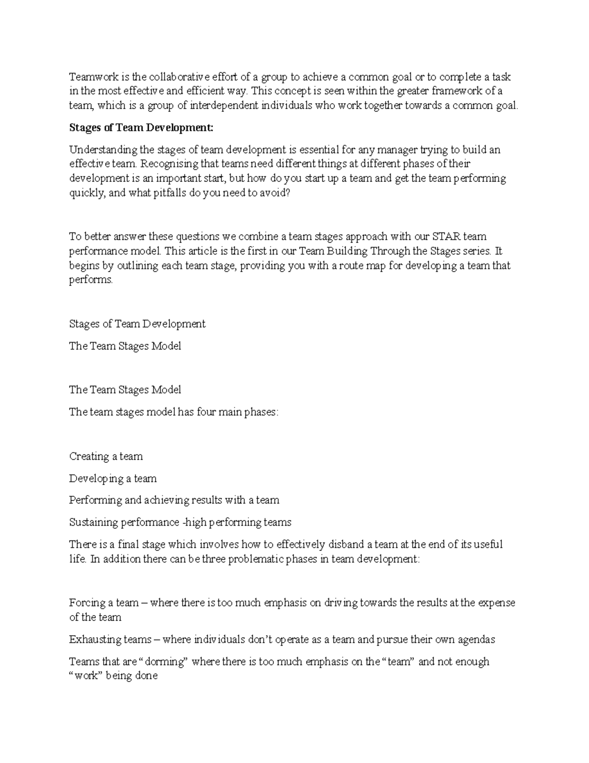 Teamwork - This concept is seen within the greater framework of a team ...