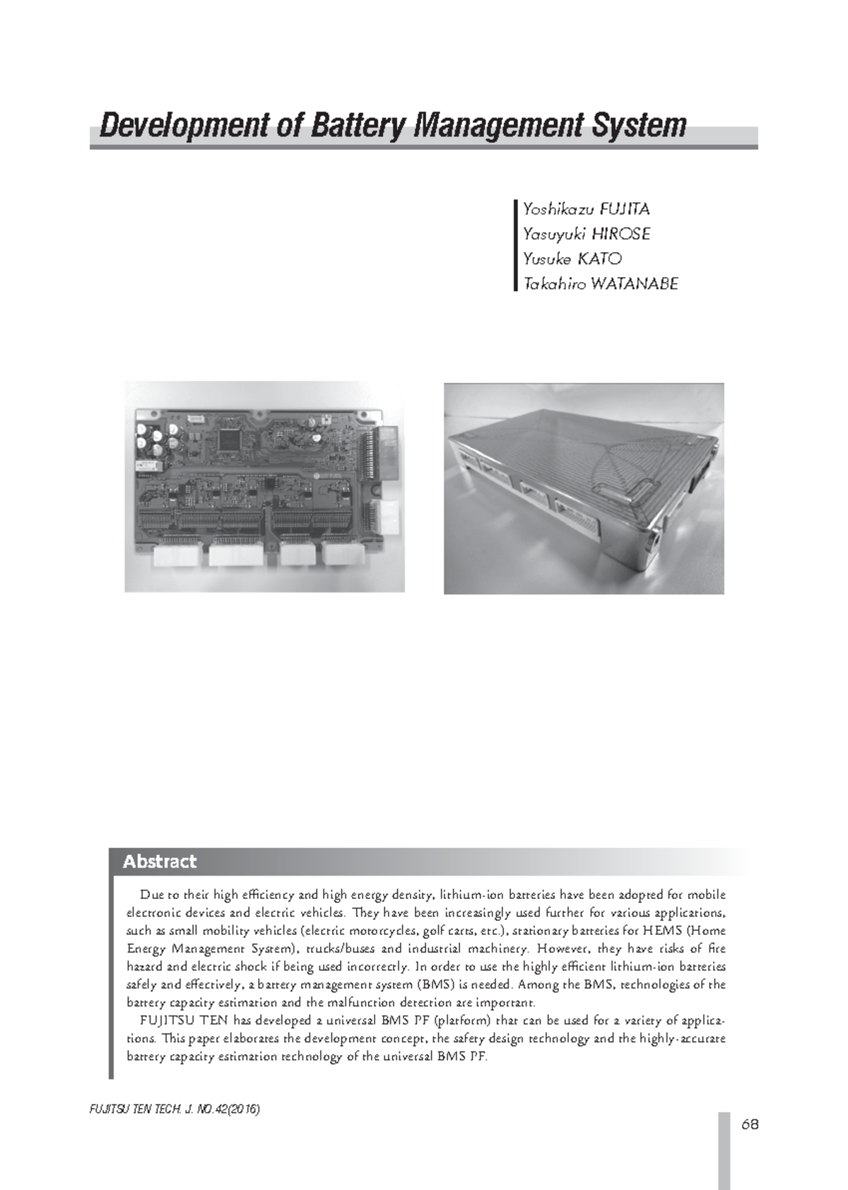42-10 - Fufj - FUJITSU TEN TECH. J. NO(2016) Yoshikazu FUJITA Yasuyuki ...