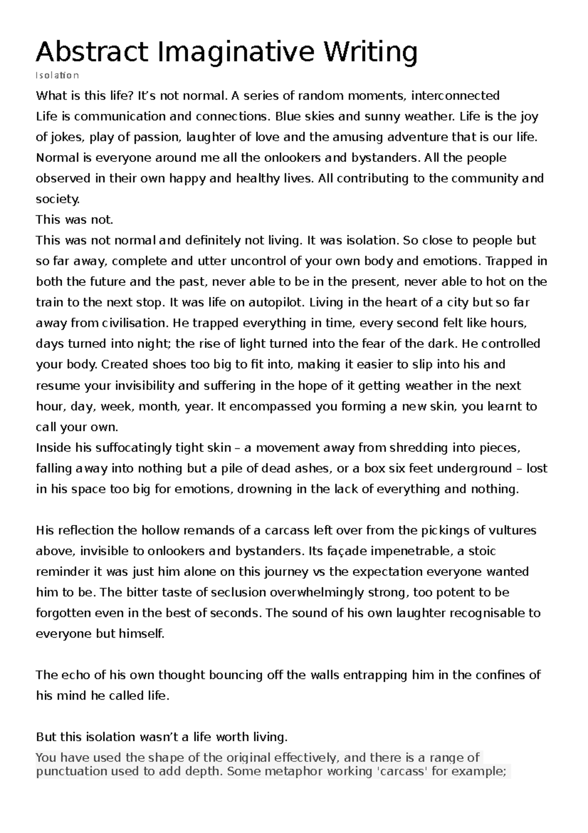 Abstract Imaginative Writing - issolation - Abstract Imaginative ...