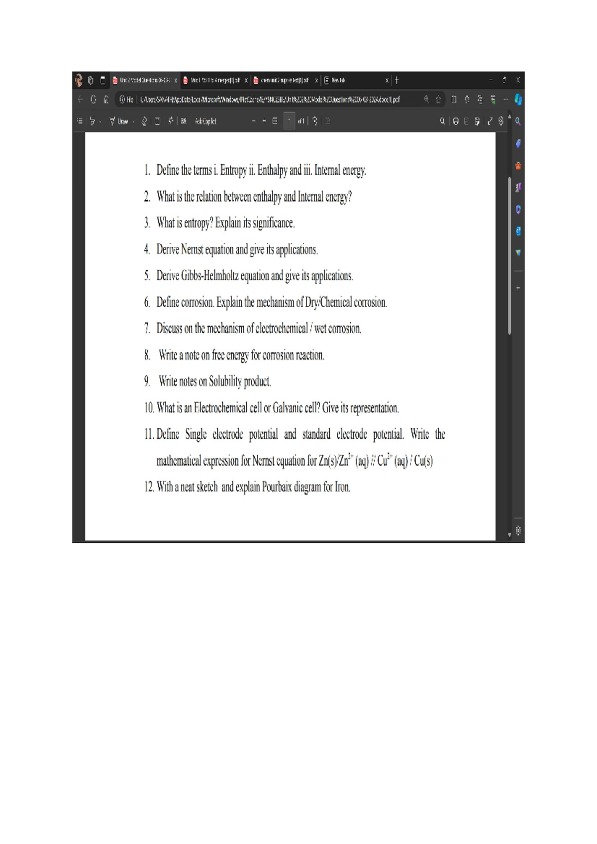 Chem surprise - Define the terms: i. Entropy (S): Entropy is a measure ...