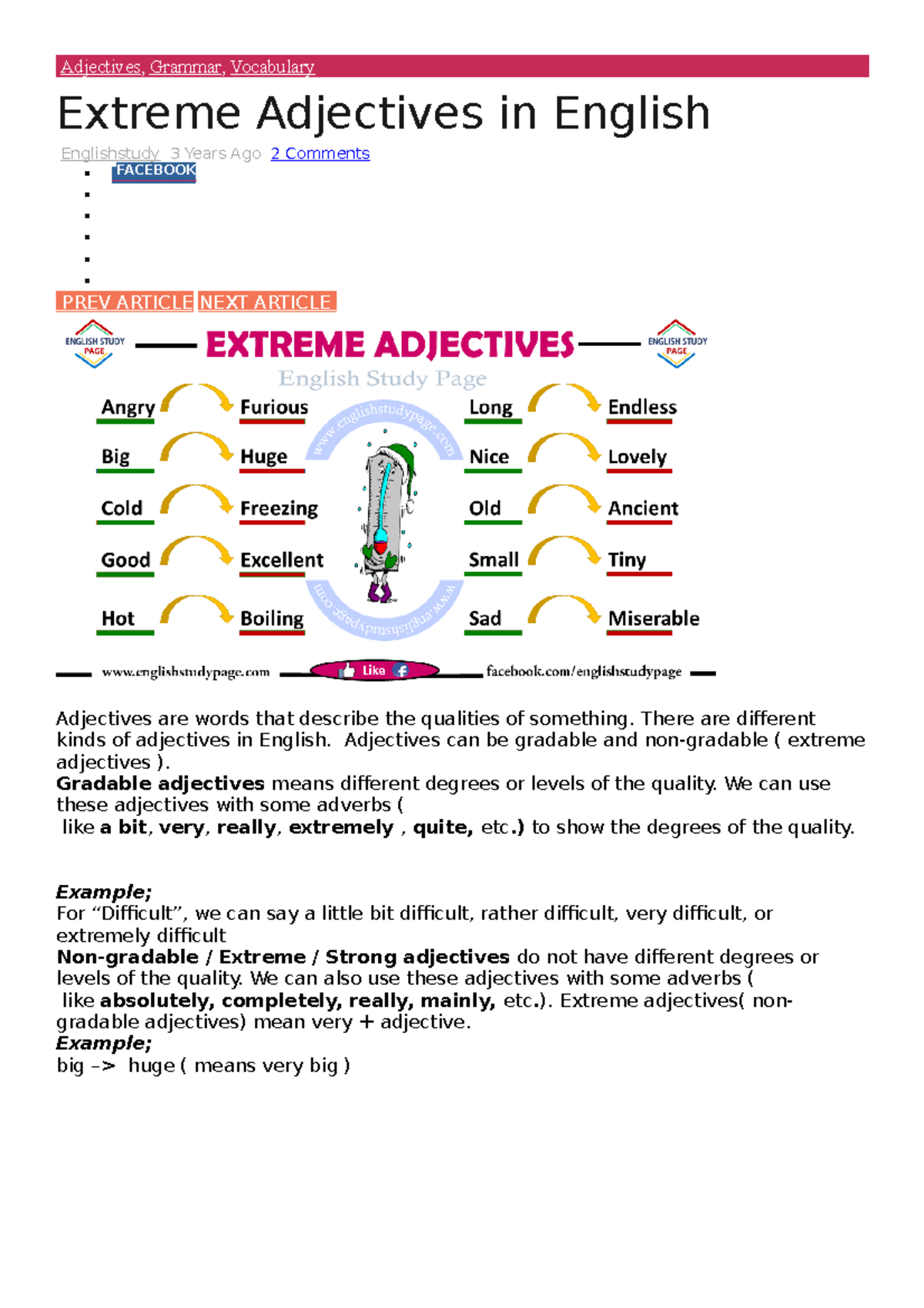 Strong Adjective LIST - Nada que argumentar - Adjectives, Grammar ...