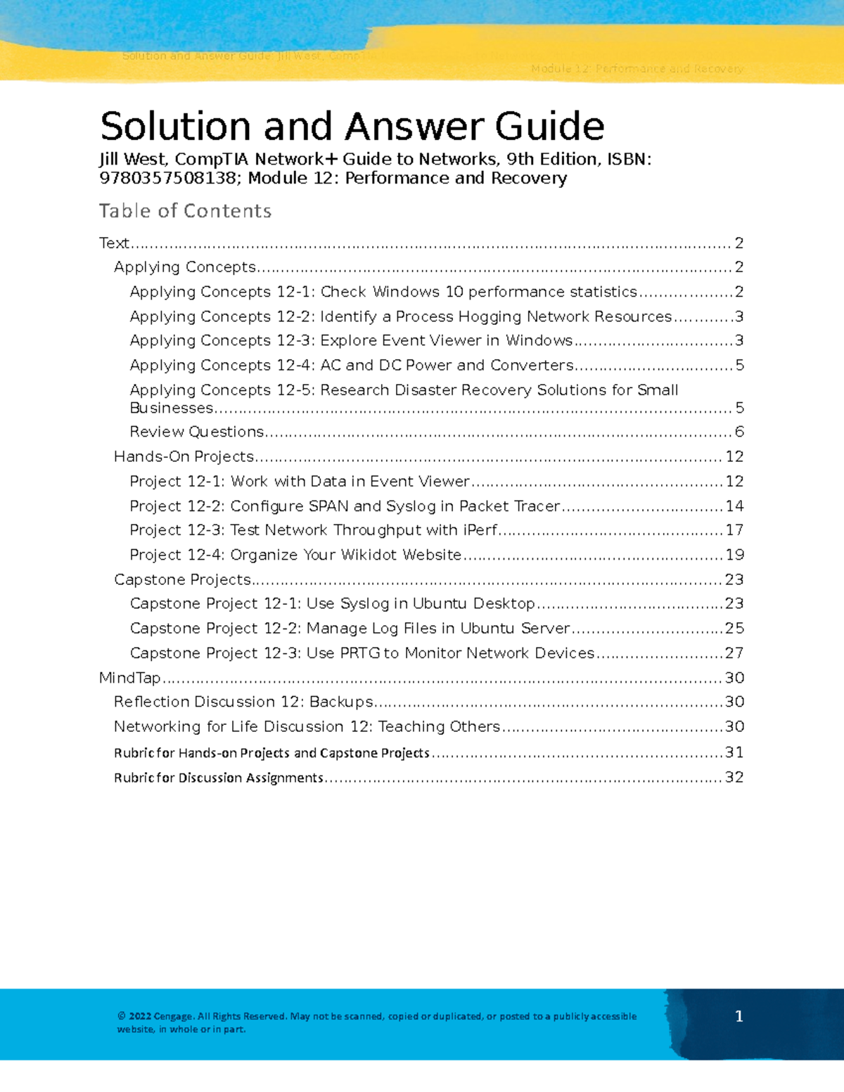 Netplus 9e Mod12solutions - Module 12: Performance and Recovery ...